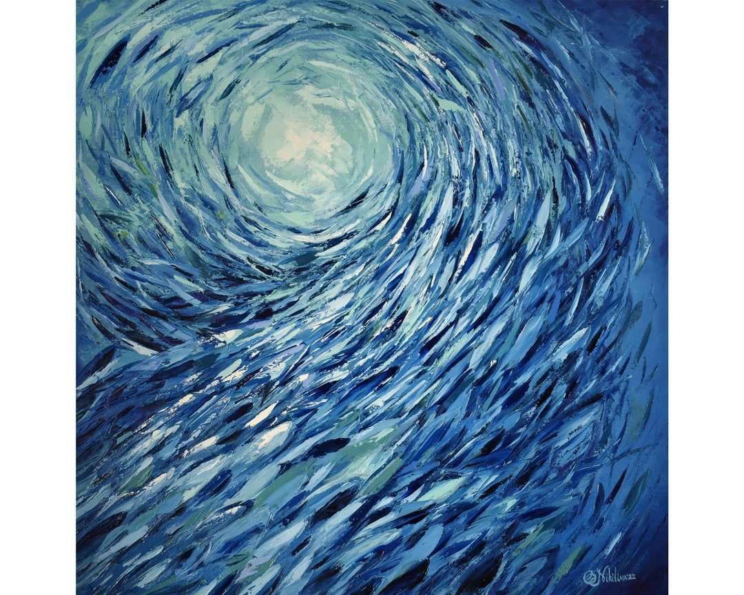 Fish Painting Underwater Original Art Ocean Art Underwater Seascape Oil ...