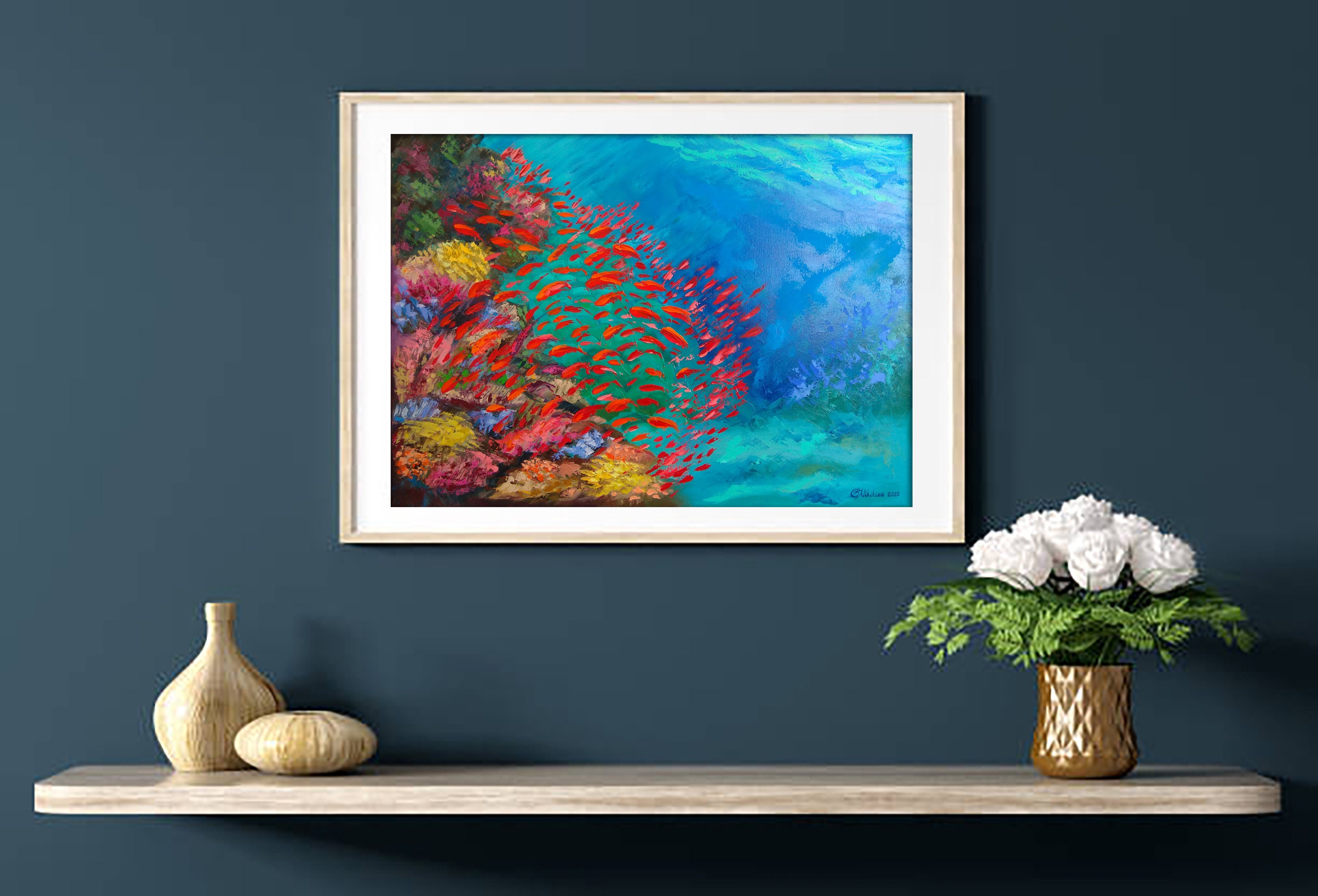 Coral Reef Underwater Painting Original Art Fish Artwork Ocean Art Sea ...