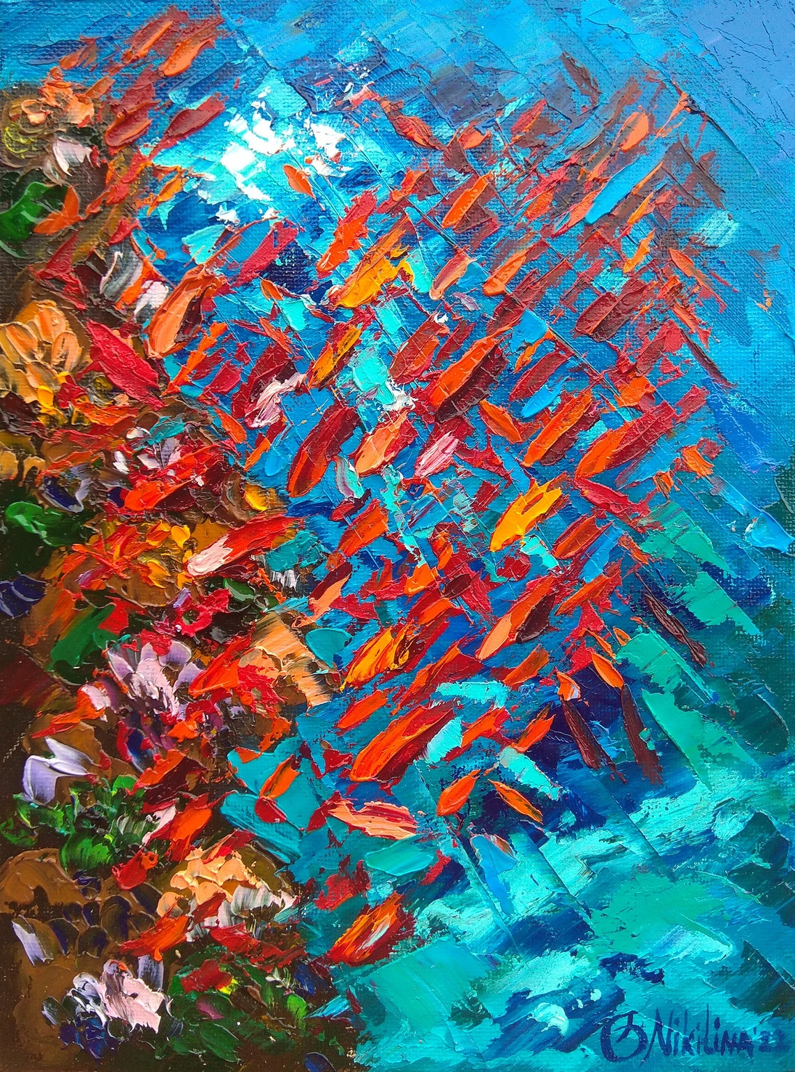 Coral Reef Underwater Painting Original Art Sea Life Animal | Etsy
