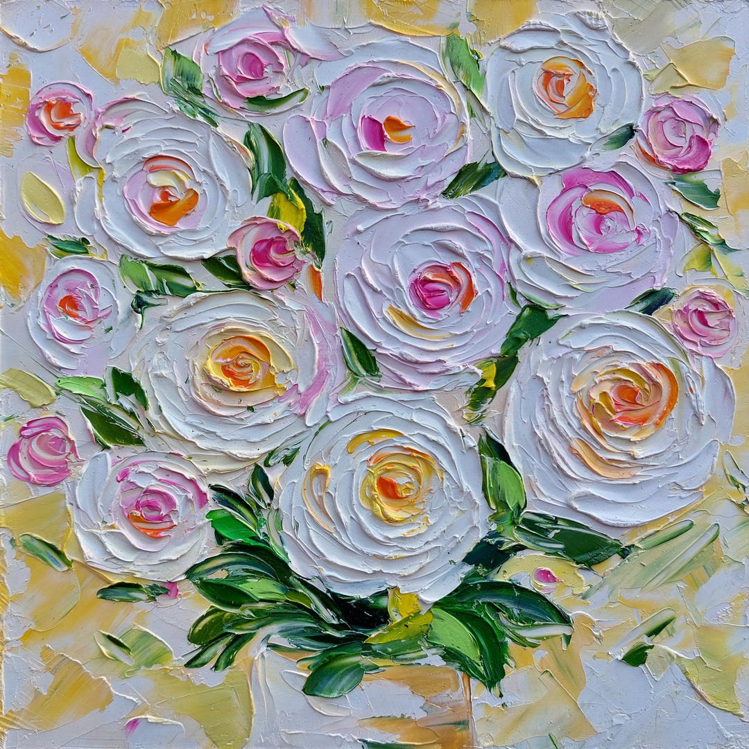Bridal Bouquet Painting Wedding Ranunculus Flowers Original Art Floral ...