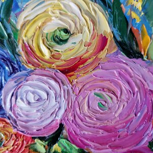 Ranunculus Painting Flowers Original Art Floral Oil Painting Impasto ...