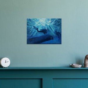 Scuba Diver Painting Original Impasto Oil Ocean Art (8x12) by ...