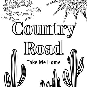 Country Music Lyric Art Printable Coloring Pages With Western Design - Etsy