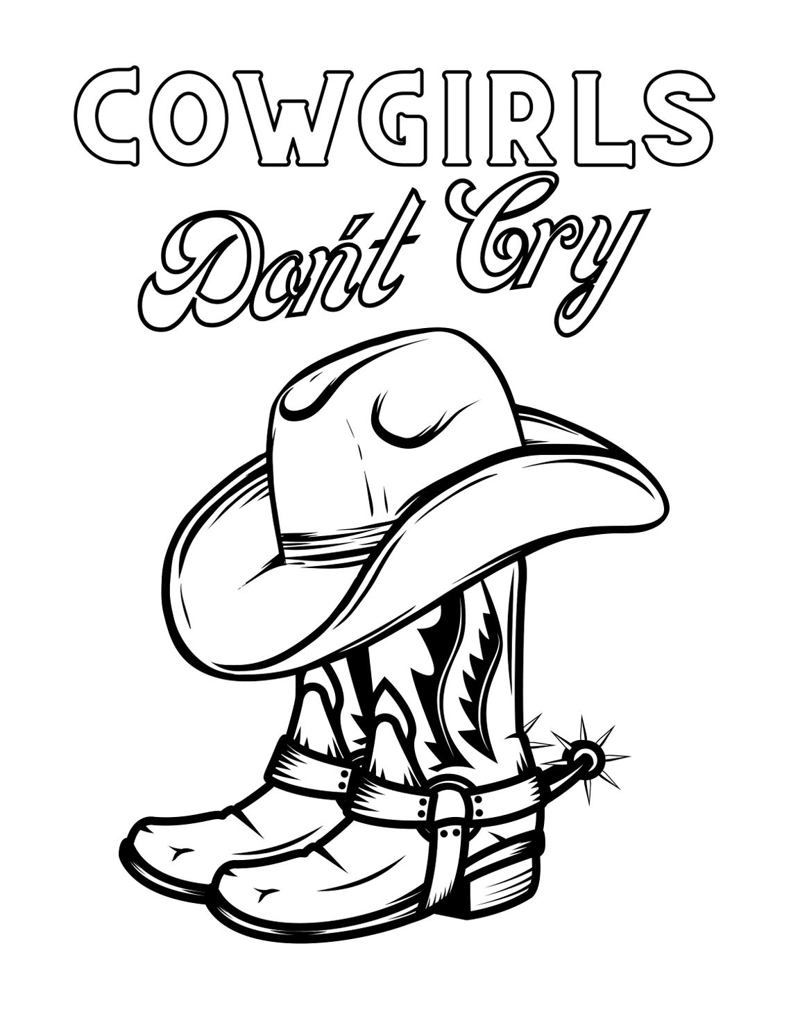 Country Music Lyric Art Printable Coloring Pages With Western Design - Etsy