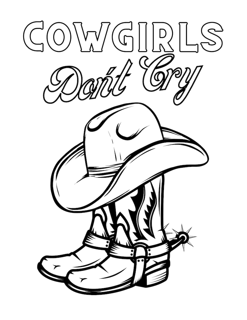 Country Music Lyric Art Printable Coloring Pages With Western Design - Etsy