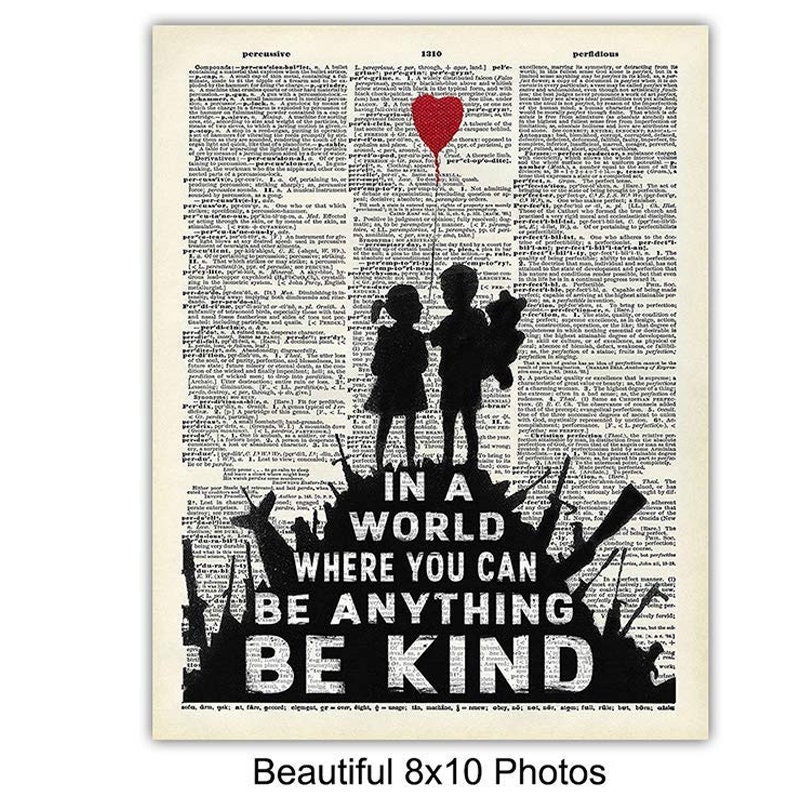 Banksy Wall Art Set Inspirational Quotes Room Decor - Etsy UK