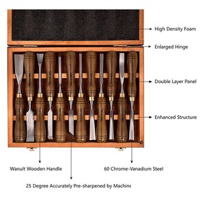 12-pieces Woodworking Wood Carving Tools Chisel Set With Walnut Handle ...