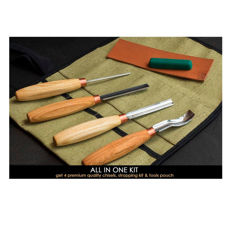 Gouge Wood Carving Tools Kit in Rolling Pouch With Leather - Etsy