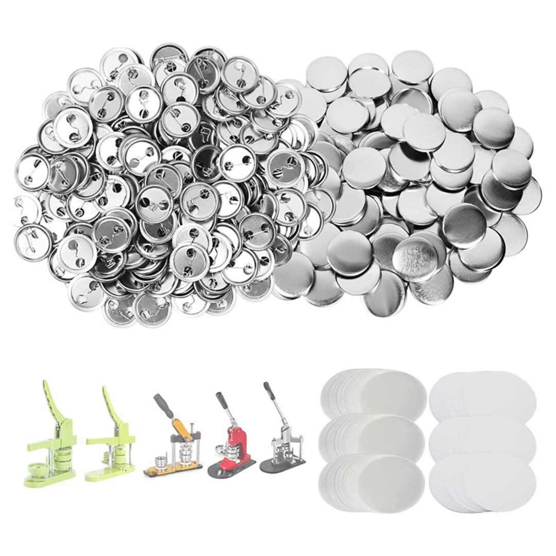 Button Badge Parts, Round Button Making Supplies, Includes Metal Button ...