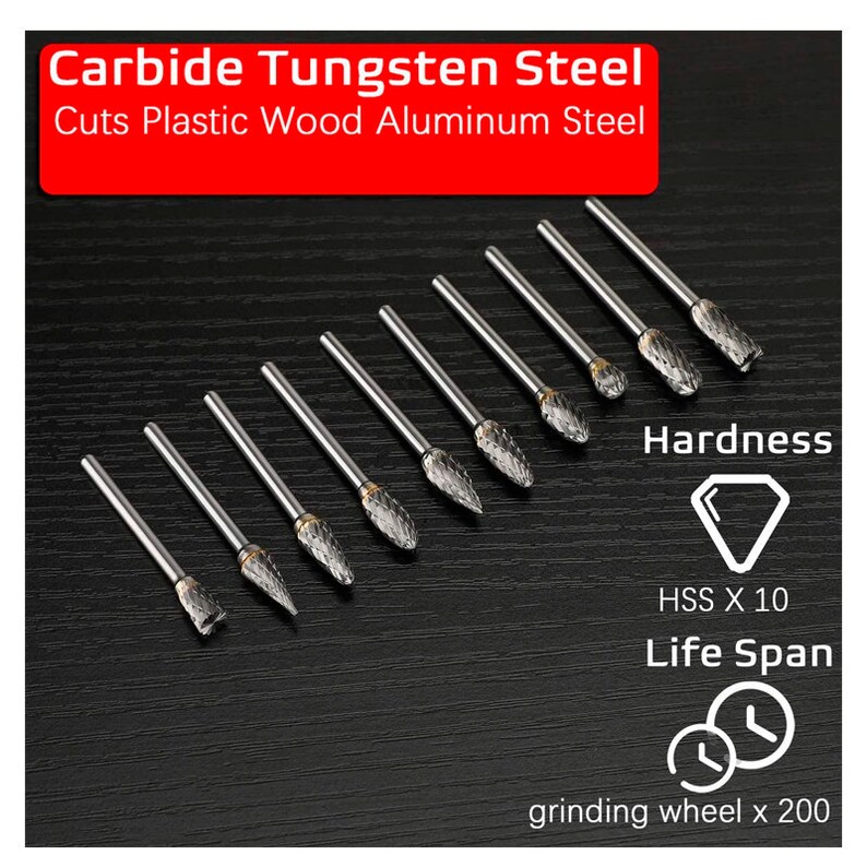 Carbide Double Cut Carving Bits for Dremel Rotary Tool 10 Pcs | Etsy