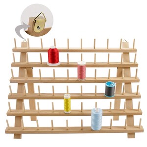 60 Spools Wooden Thread Rack/thread Holder Organizer With - Etsy