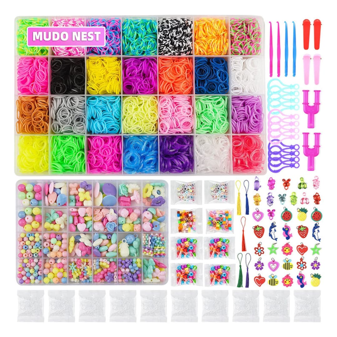 18000 Loom Bands Kit: DIY Rubber Bands Kits, 500 Clips, 40 Charms,loom ...
