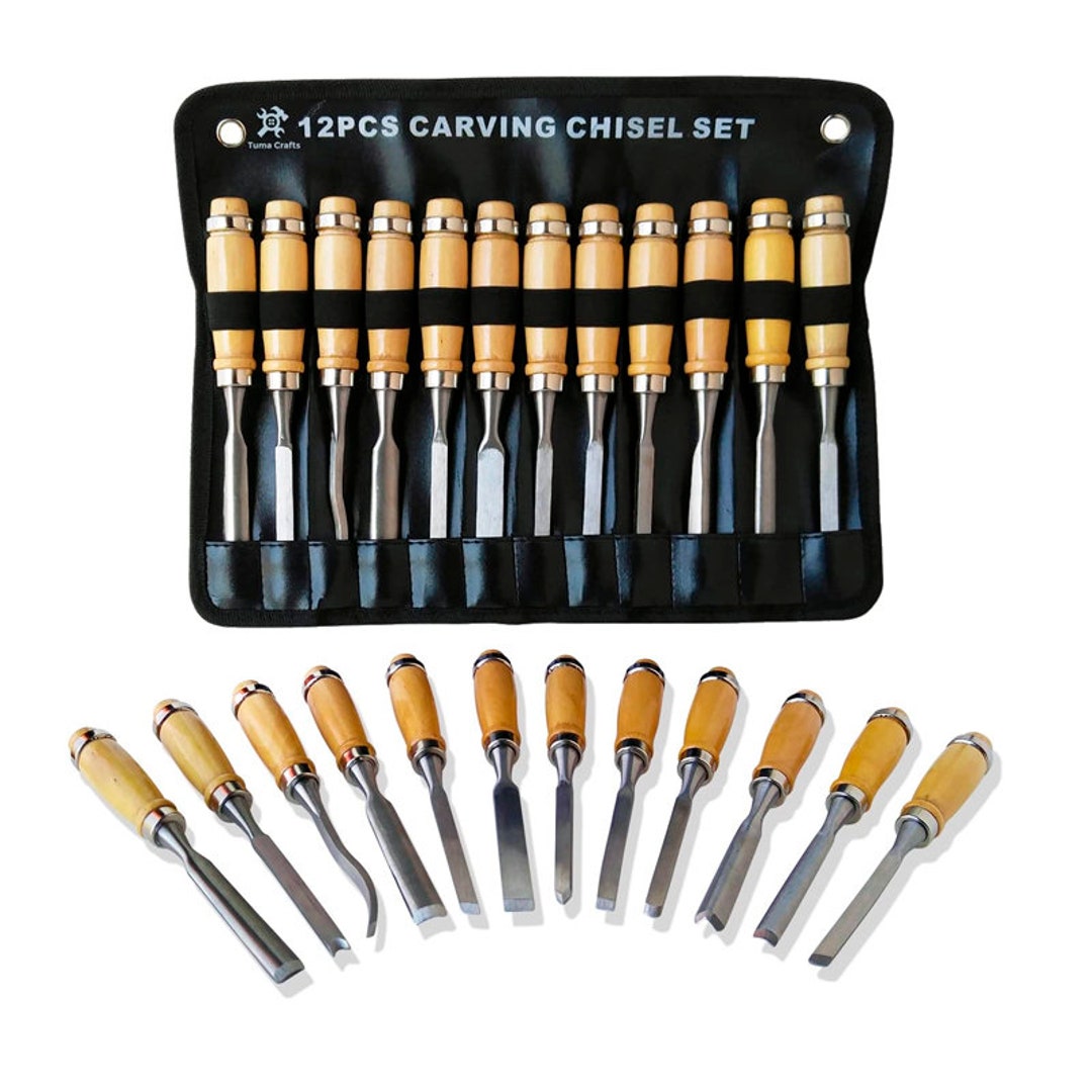 Professional Wood Carving Chisel Set 12 Piece Sharp Woodworking Tools ...