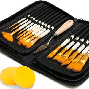 Artist Paint Brush Set 15pcs Includes Pop-up Carrying Case - Etsy