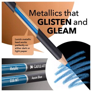 Castle Art Supplies 48 Metallic Colored Pencils Set With - Etsy