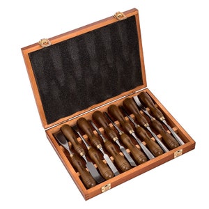 12-pieces Woodworking Wood Carving Tools Chisel Set With Walnut Handle ...