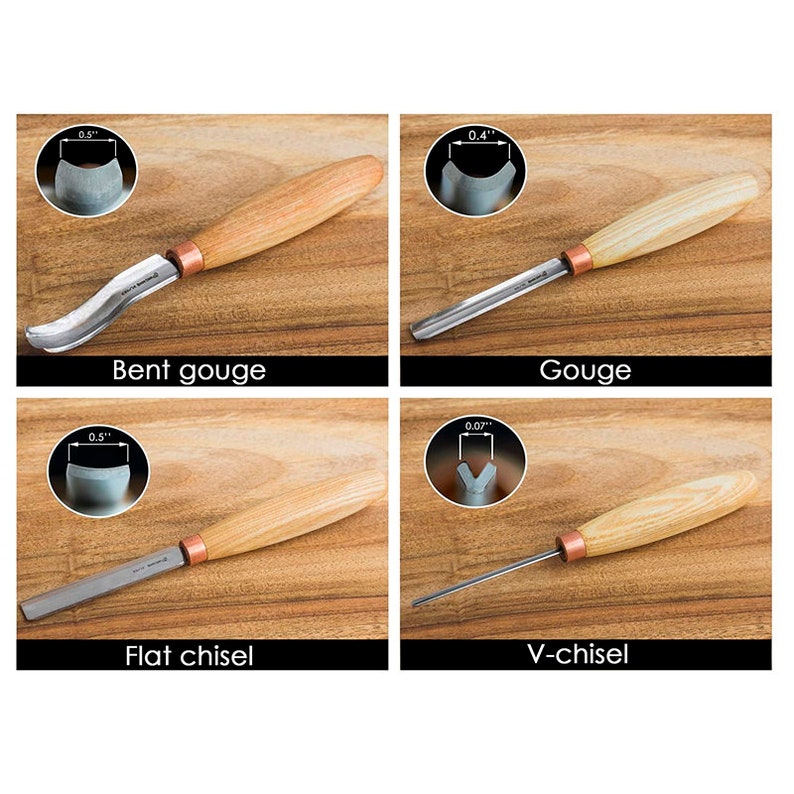 Gouge Wood Carving Tools Kit in Rolling Pouch With Leather - Etsy
