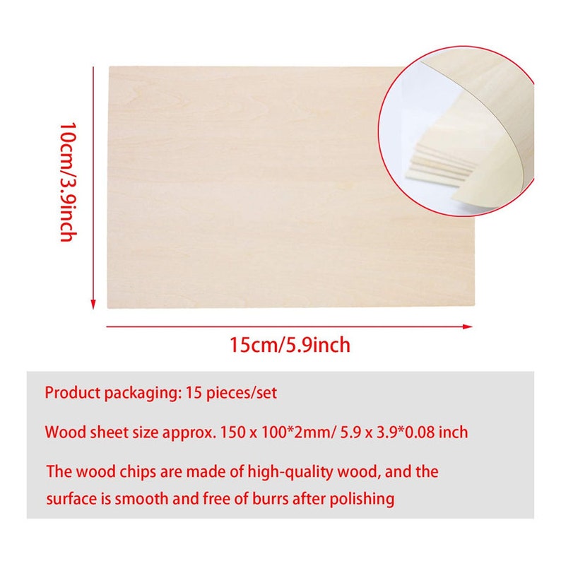 15 Pack Wood Sheets Balsa Wood Thin Craft Wood Board for - Etsy