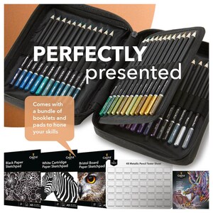 Castle Art Supplies 48 Metallic Colored Pencils Set With - Etsy