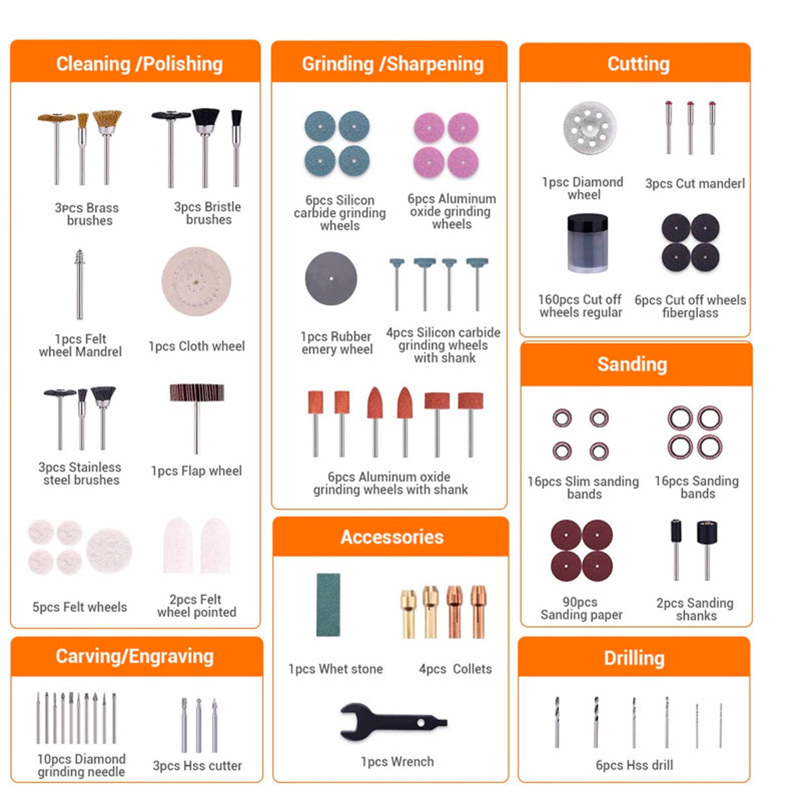 Rotary Tool Accessories Kit 361 Pieces 1/8-inch Diameter | Etsy