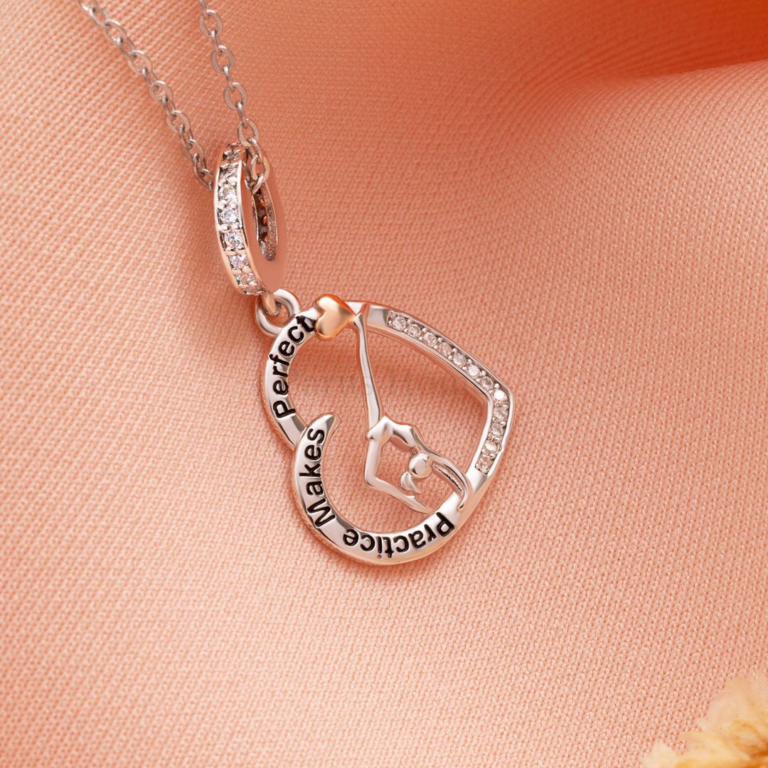 Gymnast Necklace 925 Silver, Ballet Sport Olympic Exercise Pendant ...