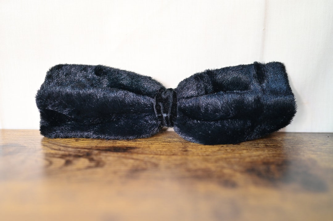 Vintage Black Faux Fur Bow Tie or Hair Clip - Etsy