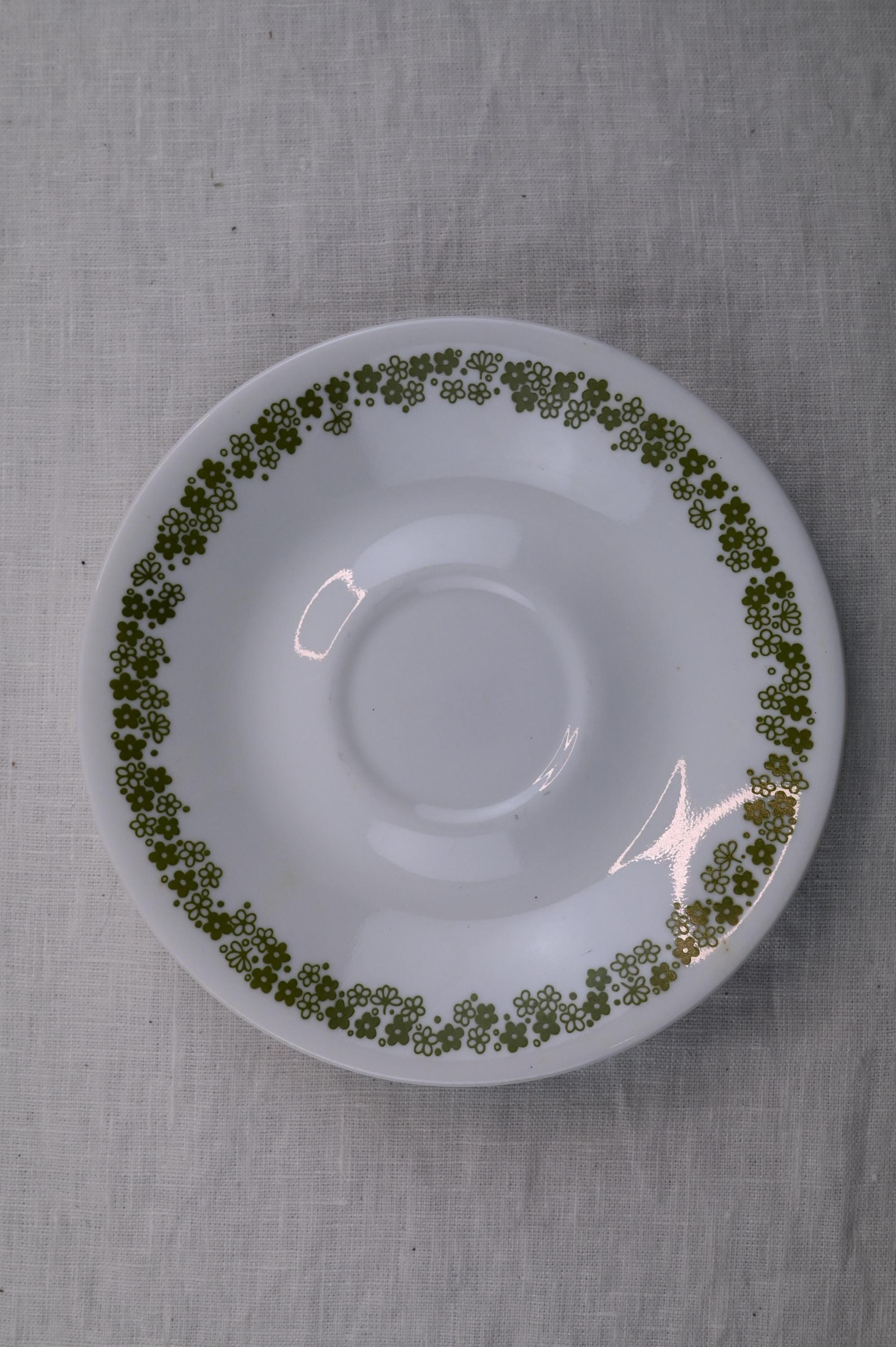 Vintage Corelle Corning Spring Blossom Green Pyrex Tea Cups, Dinner ...