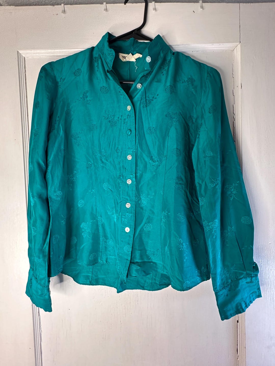 Vintage W Wayne Rogers Silk Teal Blouse Size Small - Etsy