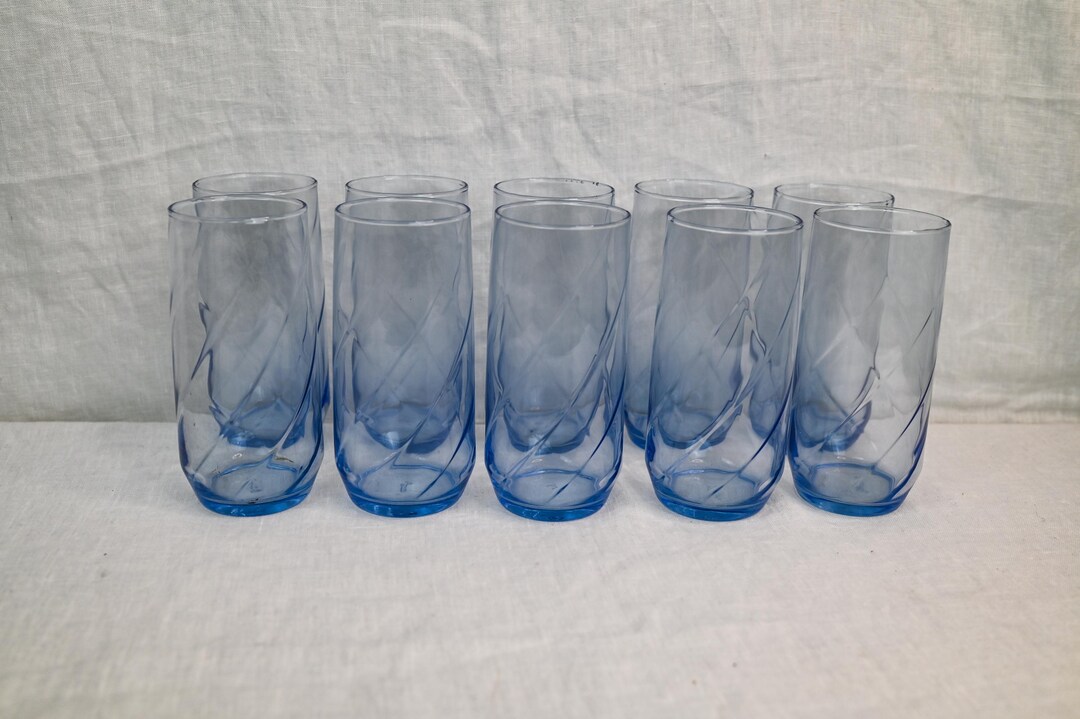 Vintage Libbey Misty Blue Twirl Glasses Set of 10 - Etsy