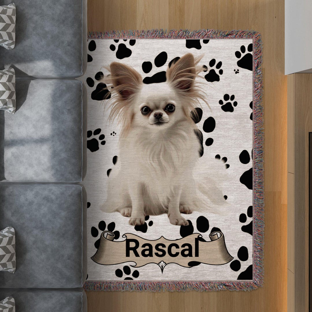 Custom Papillon Dog Woven Blanket: Personalized Pet Memorial Throw - Etsy