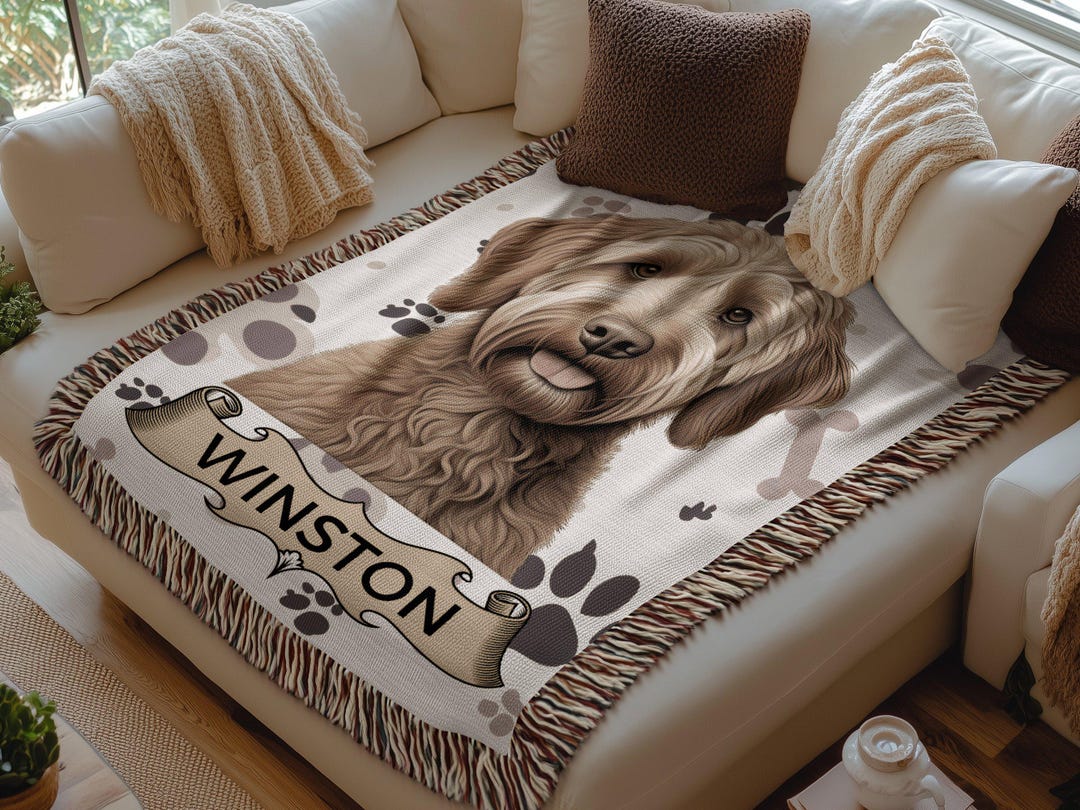 Labradoodle Dog Custom Name Blanket, Personalized Dog Blanket With ...