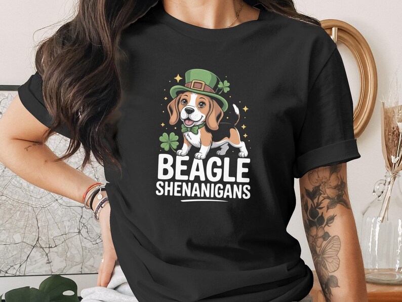 St Patricks Beagle T-shirt: Cute Dog, Irish, Four Leaf Clover - Etsy