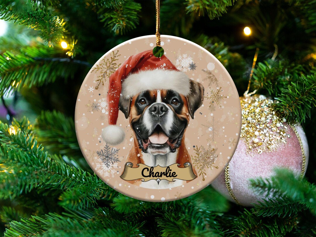 Personalized Boxer Dog Christmas Ornament, Pet Memorial Decoration - Etsy