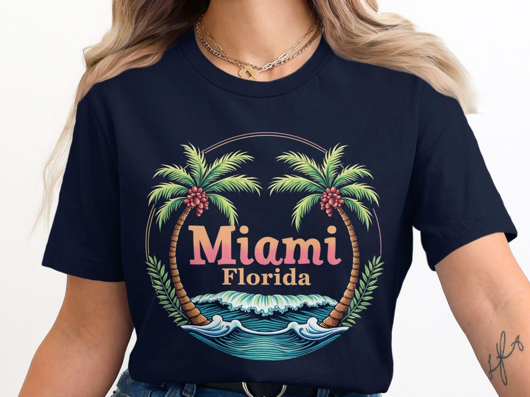 Miami Beach Palm Trees Wave Art, Florida Souvenir Shirt, Summer ...