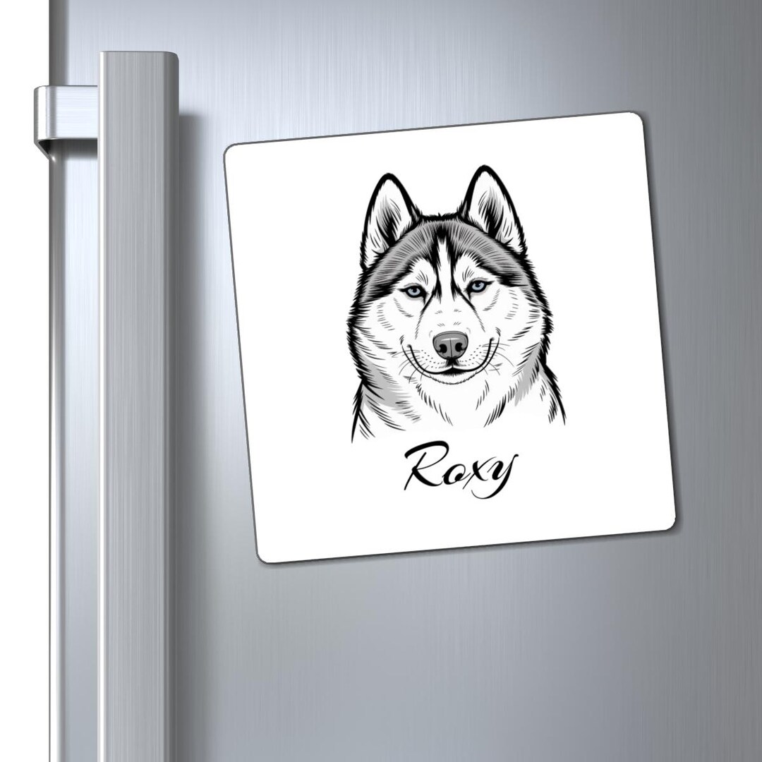 Siberian Husky Magnet: Custom Dog Name, Cute Pet Portrait, Unique Decor ...