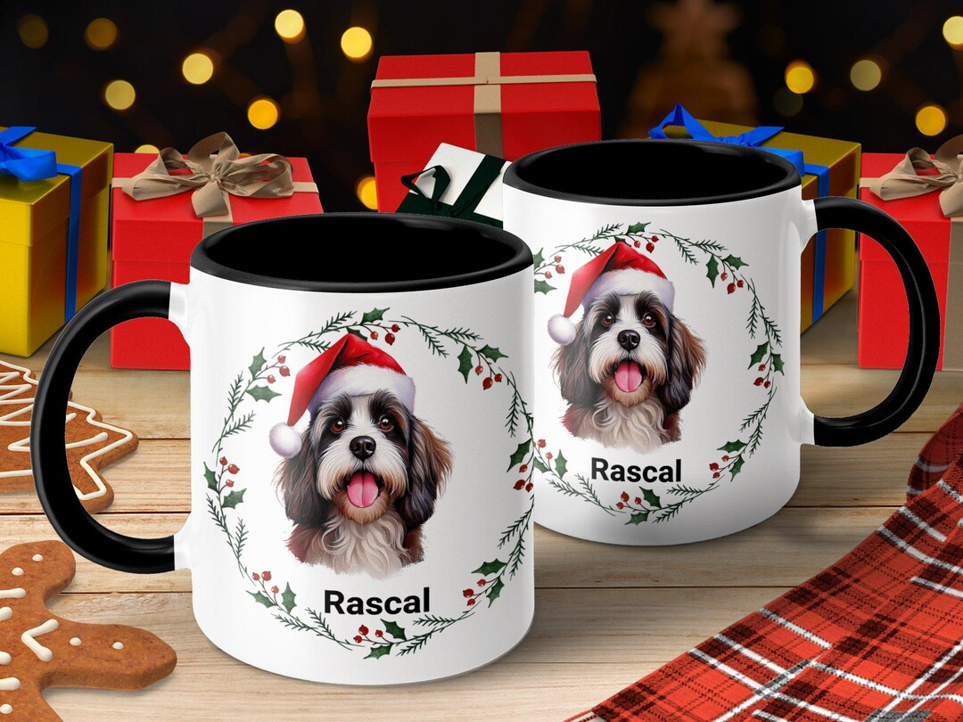 Custom Dog Name Mug, Santa Hat Shih Tzu Mug, Personalized Dog Lover ...