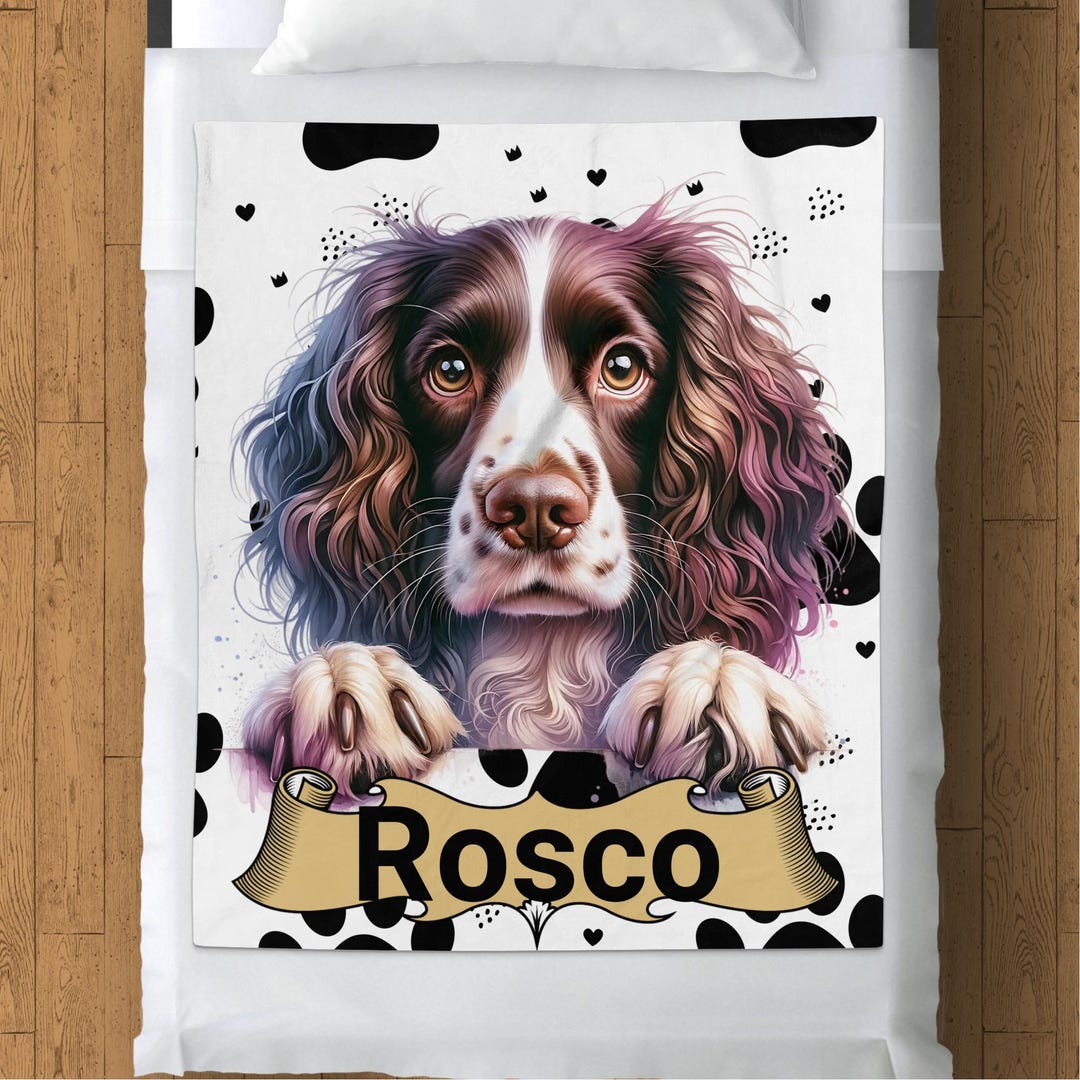 Springer Spaniel Blanket: Personalized Dog Name Fleece Pet Gift - Etsy