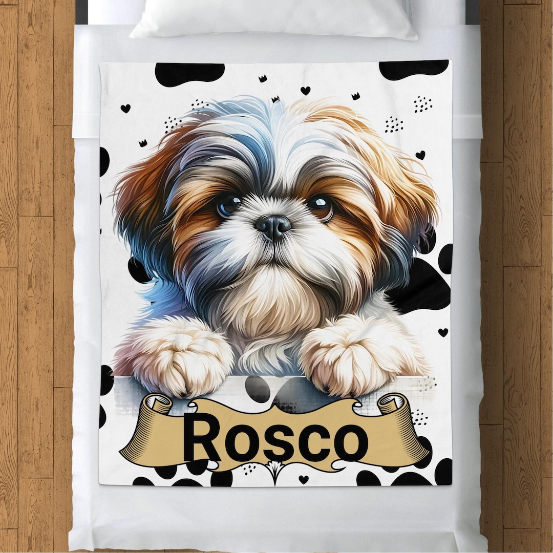 Shih Tzu Custom Dog Name Blanket, Personalized Shih Tzu Blanket for Dog ...