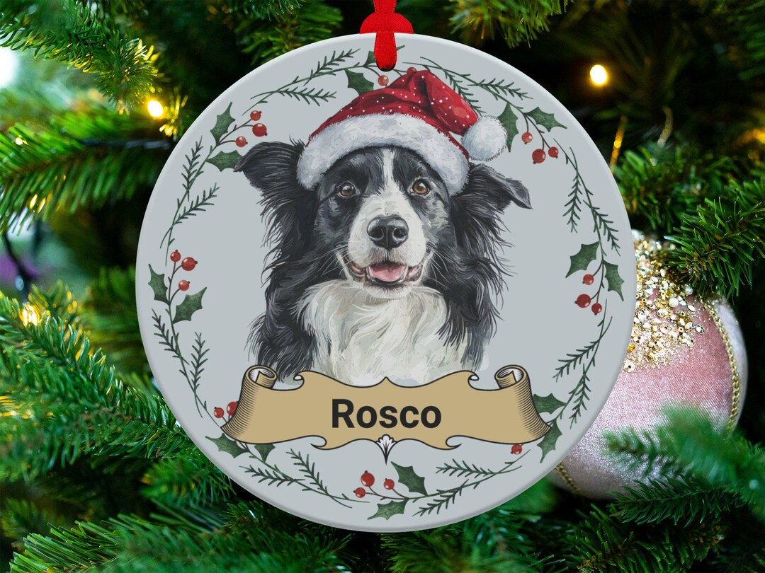 Border Collie Custom Dog Name Ornaments, Personalized Pet Name ...
