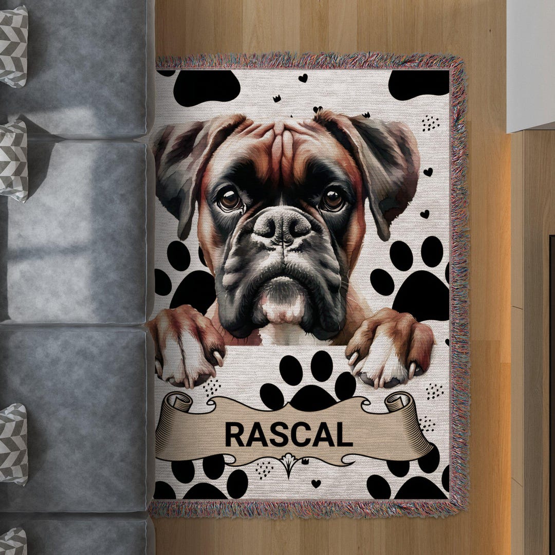 Boxer Custom Dog Name Blanket, Personalized Boxer Blanket, Custom Boxer ...