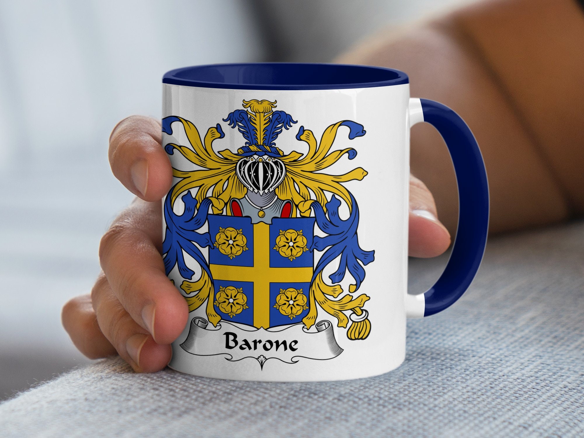 Heraldic Shield Barone Family Crest Italian Surname Coffee Mug - Etsy