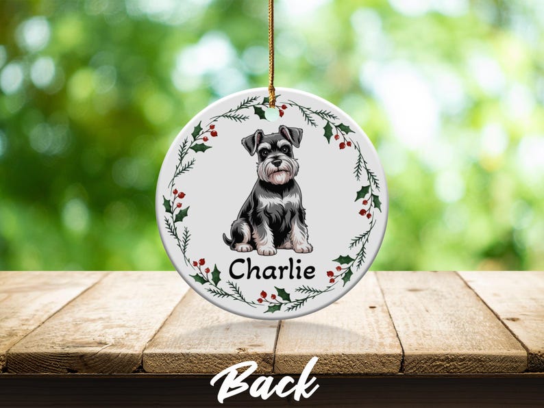Personalized Miniature Schnauzer Ornament: Custom Dog Name, Ceramic ...