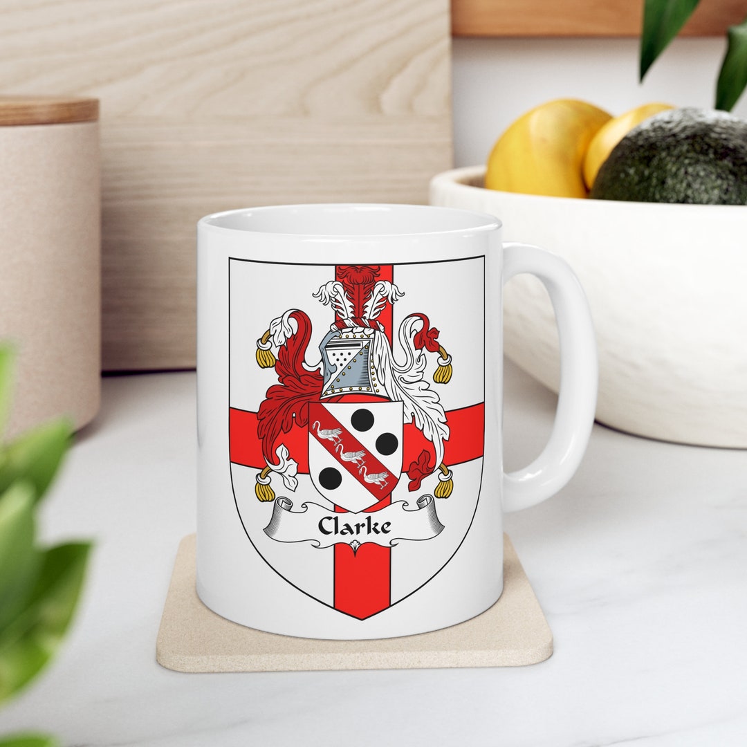 Clarke Family Coat of Arms Mug English Surname Gift Clarke - Etsy