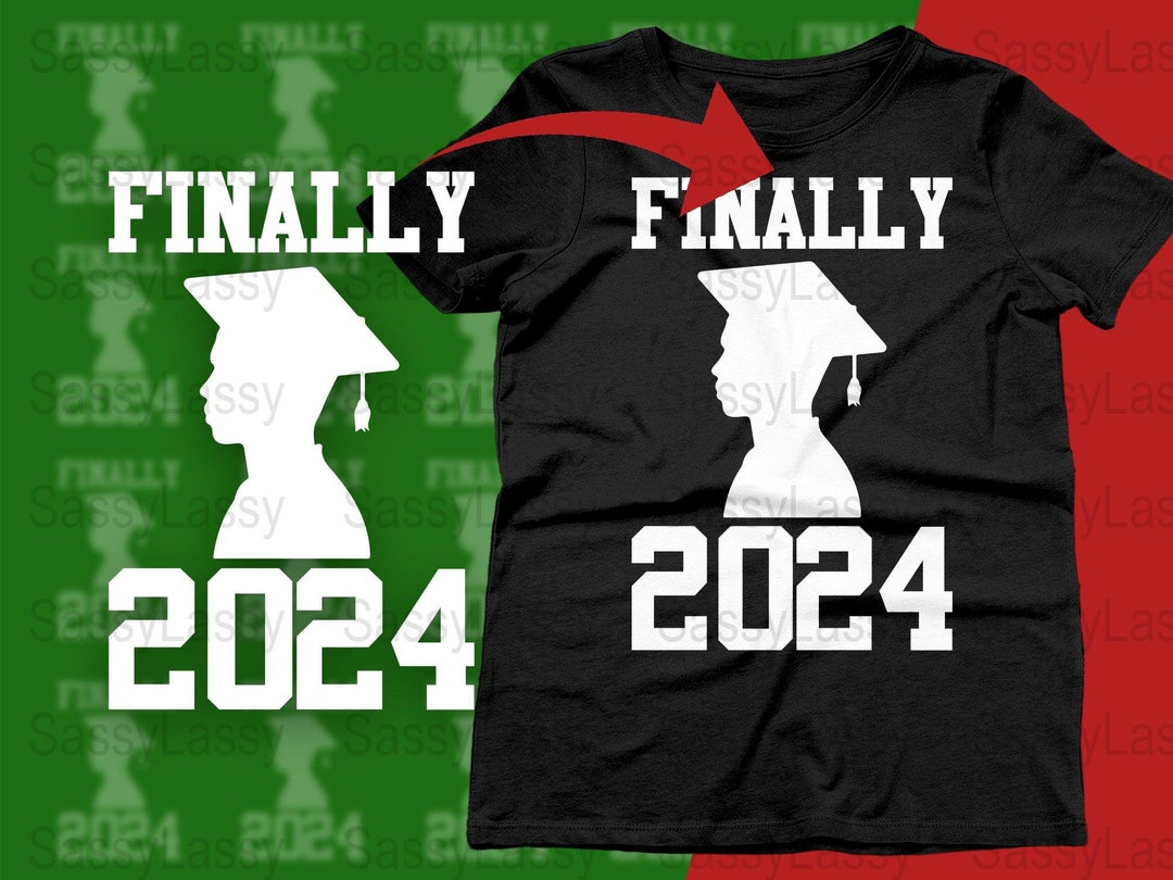 Graduation Cap 2024 SVG, Finally Grad Silhouette Digital File, Black ...