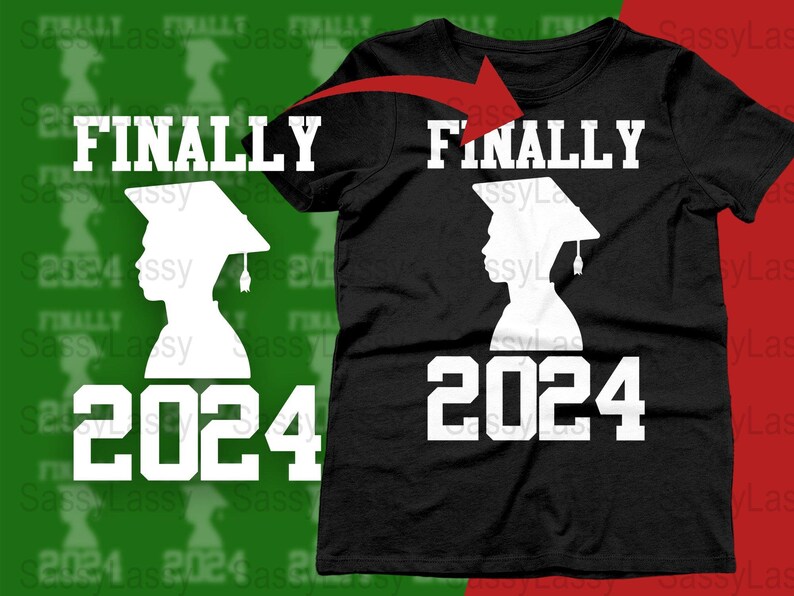 Graduation Cap 2024 SVG, Finally Grad Silhouette Digital File, Black ...