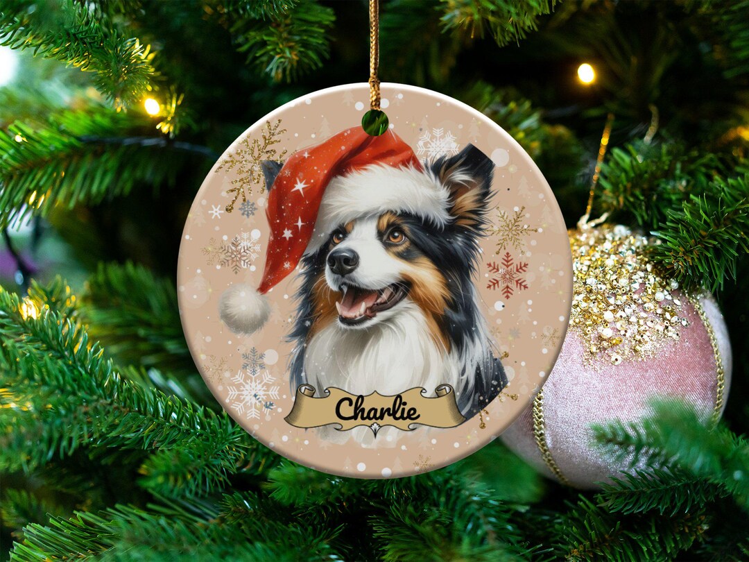 Border Collie Custom Ornament, Personalized Dog Christmas Decoration ...