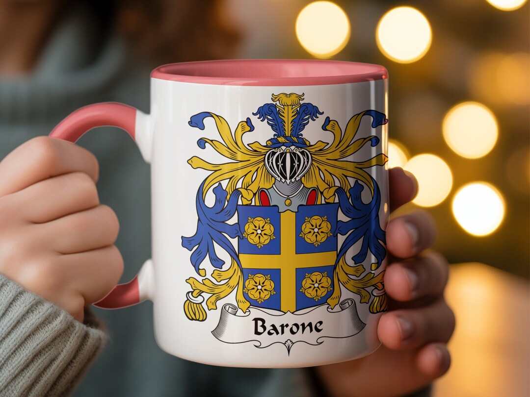 Heraldic Shield Barone Family Crest Italian Surname Coffee Mug - Etsy