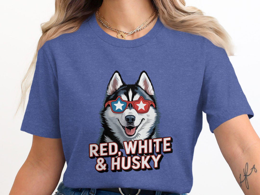 Red White and Husky T-shirt, Siberian Husky, Patriotic Dog Shirt ...
