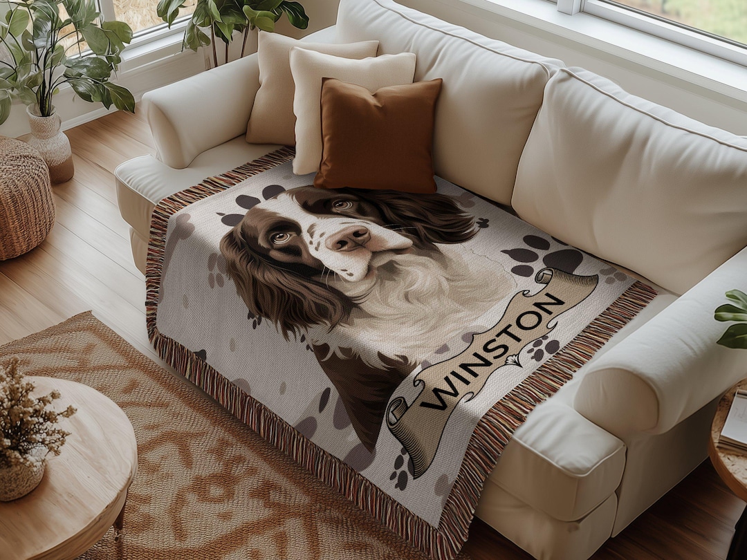 Springer Spaniel Custom Dog Name Blanket, Personalized Pet Gift, Dog ...