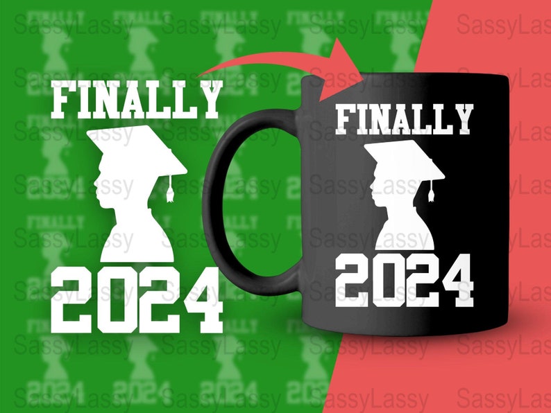 Graduation Cap 2024 SVG, Finally Grad Silhouette Digital File, Black ...